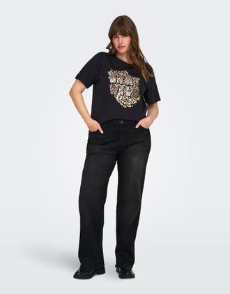 Only Wide Fit - Jeans mit weitem Schnitt in Schwarz