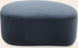 Madura Pouf Julika Velours bleu de gris - BLEU