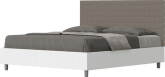 ITYhome Letto Matrimoniale Rivestito In Similpelle - Burmy - Colore: Cappuccino - Dimensione Rete: 160x200 - Tipologia Letto: Con Rete E Contenitore