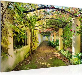 Runa Art Bild Natur Gasse Modern Wandbilder Wohnzimmer Schlafzimmer 1 Teilig - Made In Germany - Panorama Grün Beige Flur 609215a