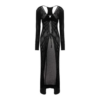 ADĀMO Andrea Adamo Openwork Long Cardigan - - Knitwear - Damen - Schwarzk - L