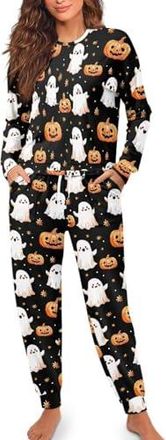 Generic Ensemble de v&ecirc;tements de d&eacute;tente 2 pi&egrave;ces pour femme avec chemise, chemisier, pantalon, ensemble d&eacute;contract&eacute; &agrave; manches longues et col en V, pantalon t