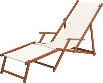 Erst-Holz Sonnenliege weiß Liegestuhl Fußablage Gartenliege Holz Deckchair Strandstuhl Gartenmöbel 10-303 F