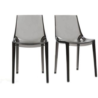 Miliboo Miliboo - Chaises design empilables gris transparent int&eacute;rieur - ext&eacute;rieur (lot de 2) yzel