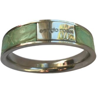 Sergio Rossi Steel & Exotic Leather Bangle