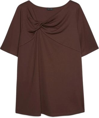 Fiorella Rubino Femme, Blouses et Chemises, Brun, Taille: 44 FR T-shirt en jersey avec et drap&eacute;