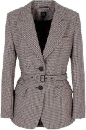 A|X Armani Exchange Femme, Vestes, Gris, Taille: 36 FR Veste en tissu pied-de-poule avec ceinture