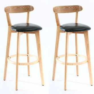 Generic Modernes Barhocker-Set Aus Holz, 2Er-Set mit R&uuml;ckenlehne Und Fu&szlig;st&uuml;tze - Massivholz-K&uuml;chenst&uuml;hle f&uuml;r Den Privaten Und Gewerblichen Gebrauch