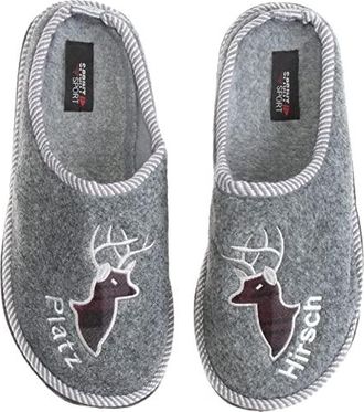 Brandsseller Chaussons en feutre pour homme Motif cerf, gris fonc&eacute;, 44 EU