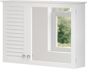 Vicco Badspiegelschrank Weiß Riad 68x48x17 cm - Badezimmerschrank mit Spiegel, Schlichte Linienführung für Moderne Badezimmer