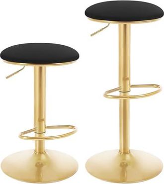 Woltu Tabouret Bar Rond et Pivotant Lot de 2, Chaise de Bar Ergonomique avec Repose-Pieds Métallique et Hauteur Réglable (60-80,5cm) pour Chambre, Comptoir,