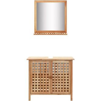 vidaXL Armoire pour lavabo avec miroir Bois de noyer massif