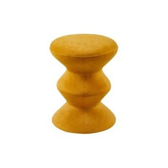 Pols Potten Tabouret rembourré Zig Zag - Jaune - Mousse