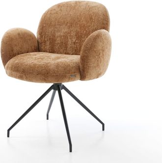 DELIFE Drehstuhl Nube-Flex mit Armlehnen Chenille Rost Kreuzgestell konisch Schwarz 180° drehbar Taschenfederkern, Esszimmerstühle