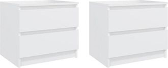 vidaXL Tables de chevet 2 pcs Blanc 50x39x43,5 cm Agglom&eacute;r&eacute;