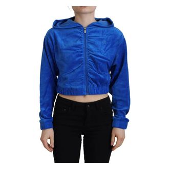 Juicy Couture Femme, Sweatshirts et sweats &agrave; capuche, Bleu, Taille: 36 FR Pull &agrave; Capuche Court Zipp&eacute;