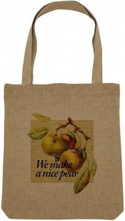 Fabulous Sac Shopping Tote Bag Aspect Lin - We Make a Nice Pear Botanique Collage Nature Fleurs Vintage Illustration Jeu de Mot Poires - Sac de Courses Toile E