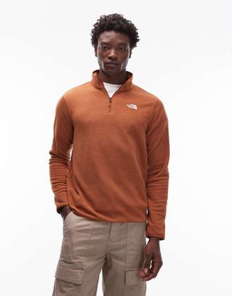 The North Face Glacier - Fleecepullover in dunklem Orange mit kurzem Rei&szlig;verschluss