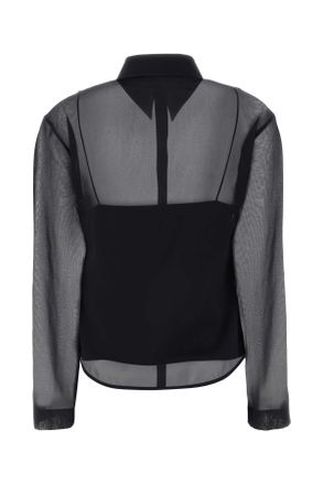 Gucci Womens Black Chiffon Shirt Silk Elastane