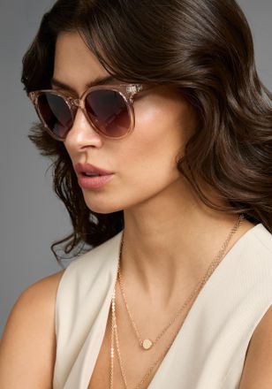 Laura Scott Sonnenbrille LAURA SCOTT, Damen, rosa (apricot), transparent, Sonnenbrillen Sonnenbrille, mit transparentem Rahmen & goldfarbendem Detail - NEW