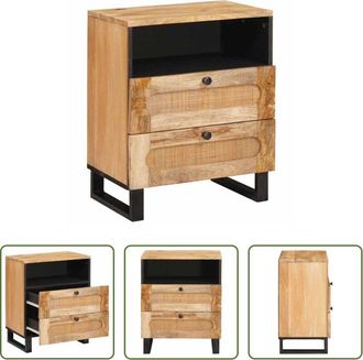 vidaXL Nachttisch aus Mango Holz - Nachttisch Natur 50 x 33 x 62 cm Massivholz Mango