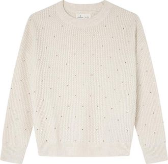 Springfield Damen JerseyAllOvercontachuelasmetálicas Pullover Glassteine Baumwolle, Weiß Bedruckt 1, XL