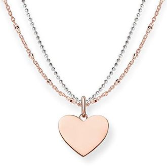 Thomas Sabo LBKE0004-415-12-L45v Chaîne pour femme, pendentif en forme de coeur-pont damour, en argent Sterling 925, or rose