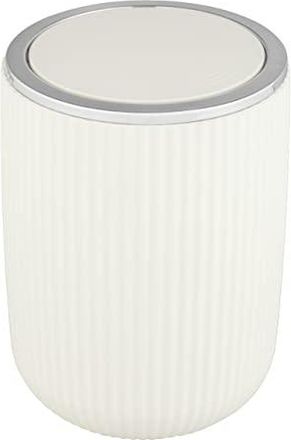 WENKO Schwingdeckeleimer Agropoli S Cremewei&szlig;, 2 Liter, Badezimmer-M&uuml;lleimer mit Deckel, Abfalleimer aus hochwertigem Kunststoff mit plastischer Formgebung 