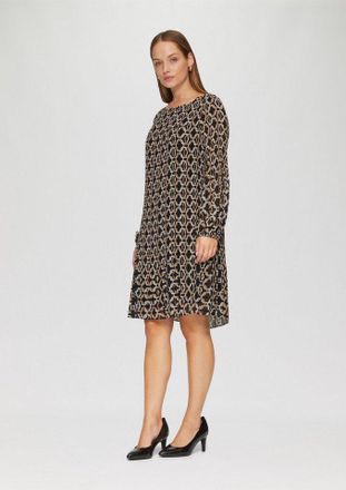s.Oliver Minikleid Kleid Plissiertes Chiffonkleid mit Puff&auml;rmeln