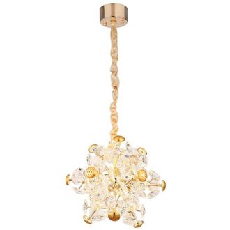 Globo Lighting Pendelleuchte H&auml;ngelampe led Deckenleuchte Metall Goldfarbe Glaskristalle 40 cm