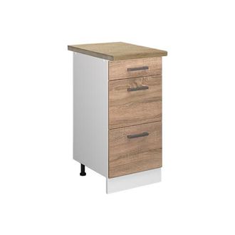 Vicco Meuble Cuisine R-Line, Sonoma/Blanc, 40 cm avec tiroirs, PT Ch&ecirc;ne