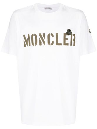 Moncler t-shirt en coton &agrave; logo imprim&eacute; - Blanc