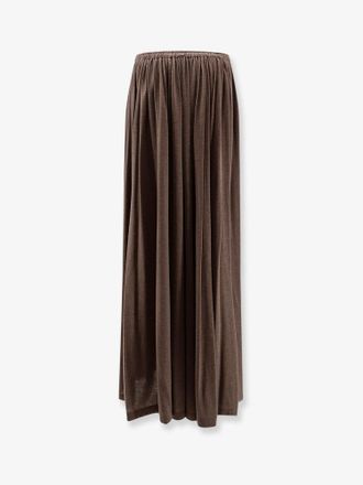 Max Mara Womens Skirt Pleated Jersey Long Brown Lyocell