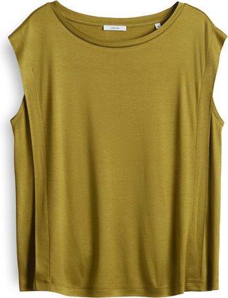 OPUS Damen Kurzarmshirt | Jerseyshirt SALLO Regular mit seitlichem Falteneinsatz Tropical Moss, 36