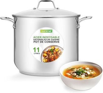 Nutrichef Marmite en Acier Inoxydable-11 Litres-Marmite Inox-Acier Inoxydable de Qualité Alimentaire-Induction Lourde-Faitout-Grande Casserole avec Couvercle Tr