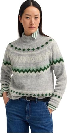 Bugatti Pull en maille &agrave; motifs - Femme - Pulls - Gris - Taille: 40 FR