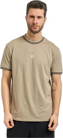 A|X Armani Exchange Homme, Tops, Beige, Taille: M T-shirt Coupe Standard en Jersey de Coton Classique