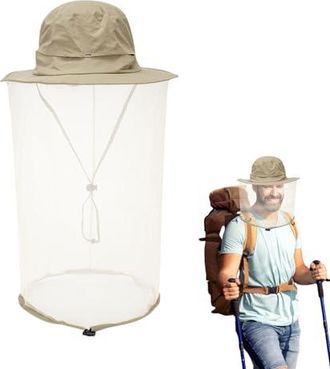 Generic Chapeau en filet | Chapeau de protection solaire avec filet de protection solaire, cache-cou respirant avec cordon de serrage, accessoires de p&ecirc;che po