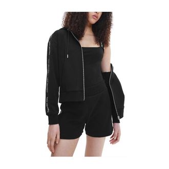 Calvin Klein Sweat Logo Tape Zip Sweatshirt - - Sweatshirts & Hoodies - Damen - Schwarzk - XS