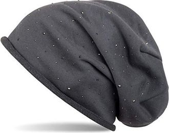 styleBREAKER Bonnet Classique avec Une Application en Rivets Brillants et Bord roulotté, Chaud, Unisexe 04024024, Couleur:Anthracite
