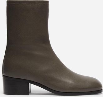 Arket Stiefelette Aus Leder Mit Eckiger Zehenpartie -Grau