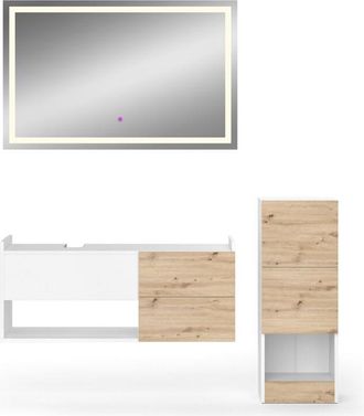 Vicco Badmöbel-Set Alf, Weiß, 3 Teile, mit Midischrank