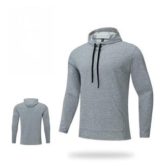 Generic Sweat &agrave; capuche l&eacute;ger &agrave; manches longues pour homme avec poches kangourou, gris clair, XXL