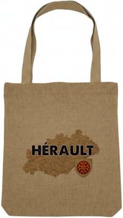 Fabulous Sac Shopping Tote Bag Aspect Lin - H&eacute;rault 34 D&eacute;partement Montpellier Carte Ancienne Occitanie - Sac de Courses Toile Epaisse 360g Beige Naturel Cabas