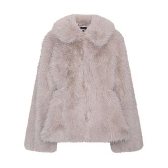 Rotate Faux Fur Flared Jacket - - Jackets - Damen - Grau - S