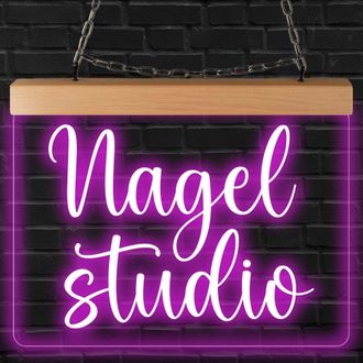 Indigos UG LED Lampen - Leuchtschild - Nagelstudio - graviert - 26x20 cm zum H&auml;ngen an Wand oder Scheibe - LED Schild beleuchtet f&uuml;r B&uuml;ro Laden Praxis Studio Sch