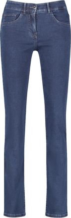 Gerry Weber Damen 5-Pocket Jeans unifarben, Washed-Out-Effekt 7/8 L&auml;nge, Kurzgr&ouml;&szlig;e Dunkelblau 38S