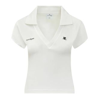 Courr&egrave;ges Sports Cropped Polo - - Knitwear - Damen - Wei&szlig; - S