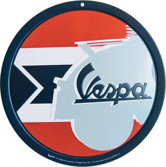 Vespa Rundes Poster aus Blech mit rotem Pfeil