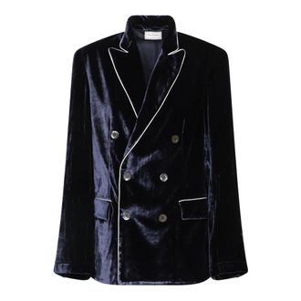 Pierre-Louis Mascia Femme, Vestes, Bleu, Taille: 40 FR Veste Velours Bleu Fonc&eacute; Double-Breasted